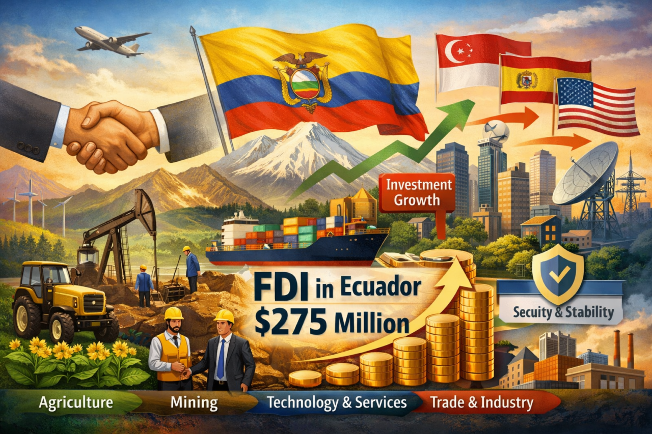 Foreign direct investment in Ecuador rises to $275 million